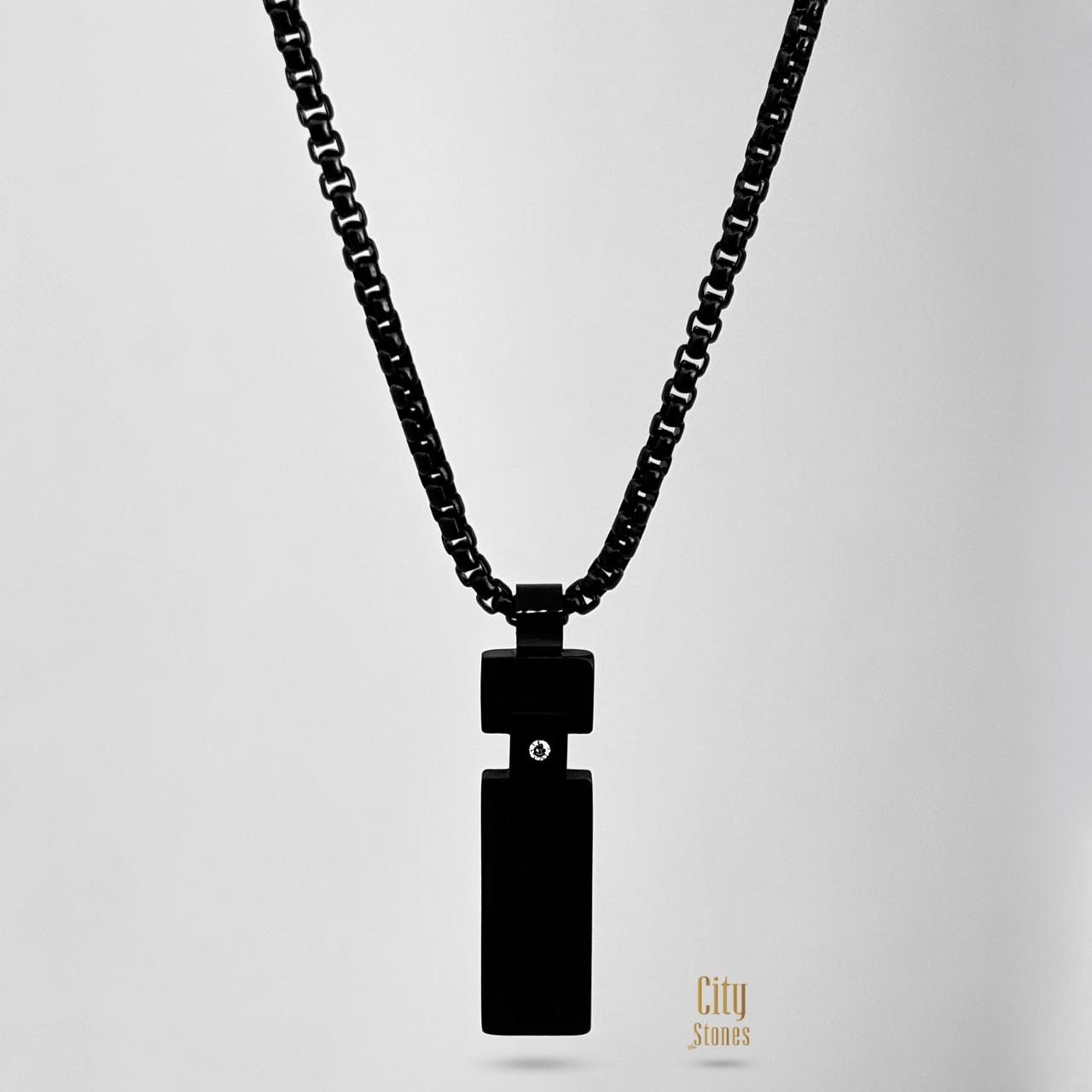 Obsidian Chain: Black Stainless Steel Men’s Necklace – City Stones